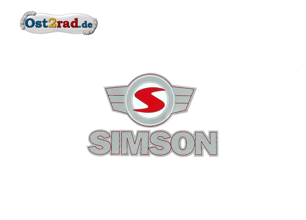 Ost2rad.com - Sticker SIMSON with emblem red / silver